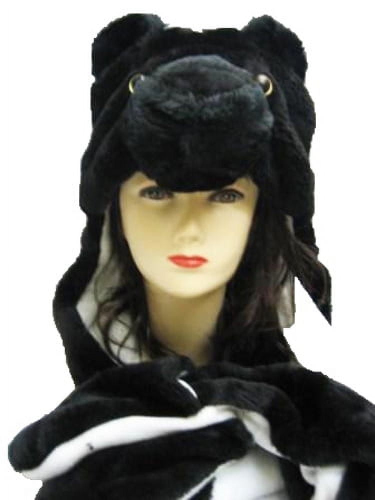 Plush Black Bear Animal Hat - Black Bear Hat with Ear Flaps and Hand ...