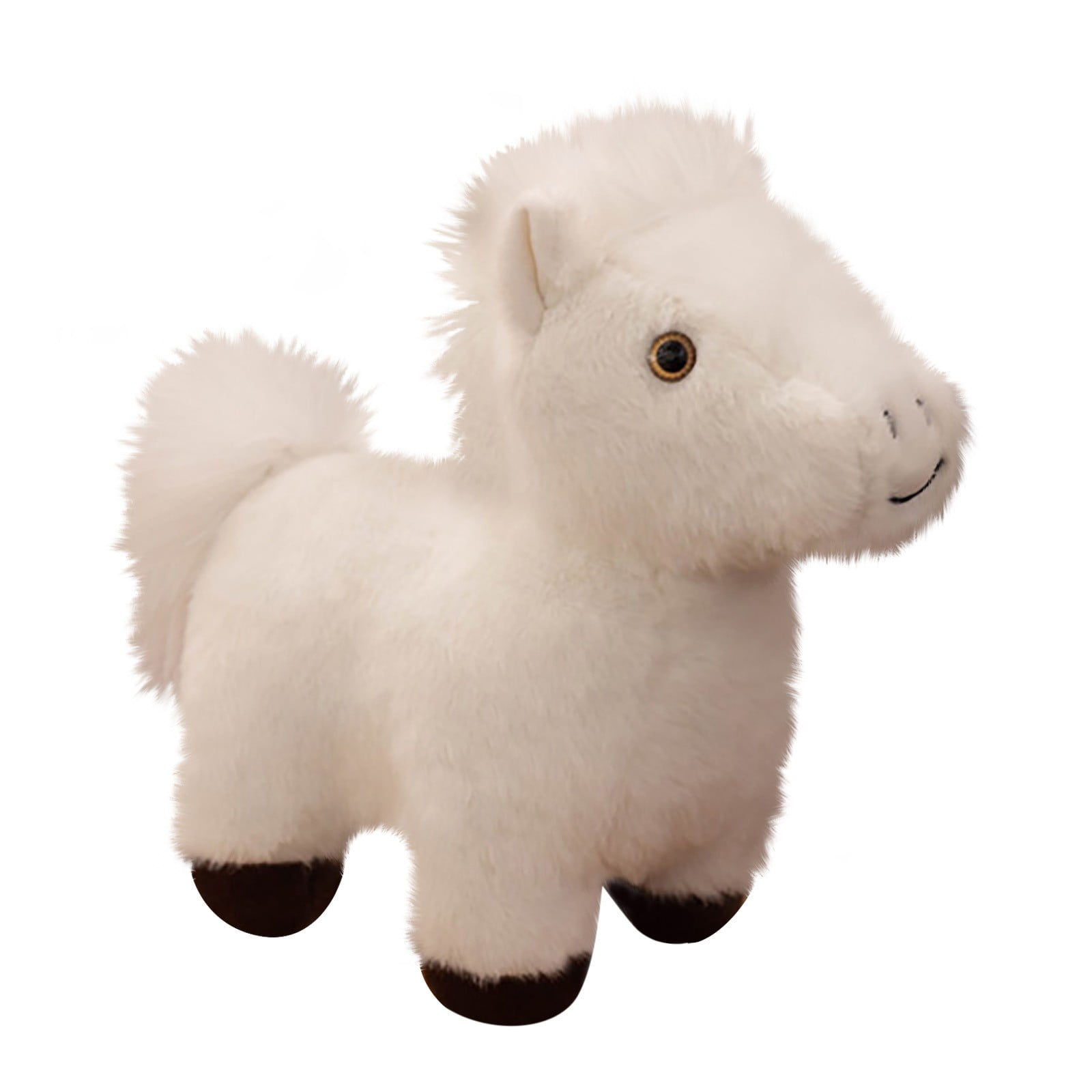 Plush Black Horse Stuffed Animal Toy, Soft Cuddly Pony Figure for Kids ...