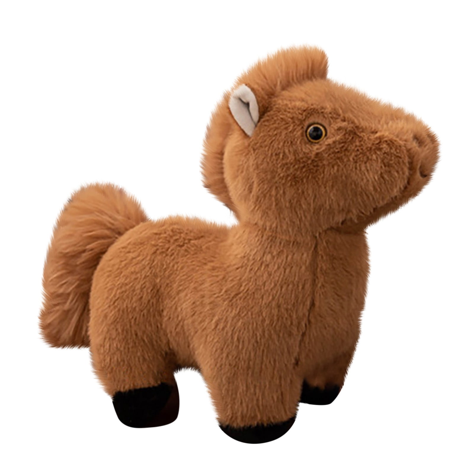 Plush Black Horse Stuffed Animal Toy, Soft Cuddly Pony Figure for Kids ...