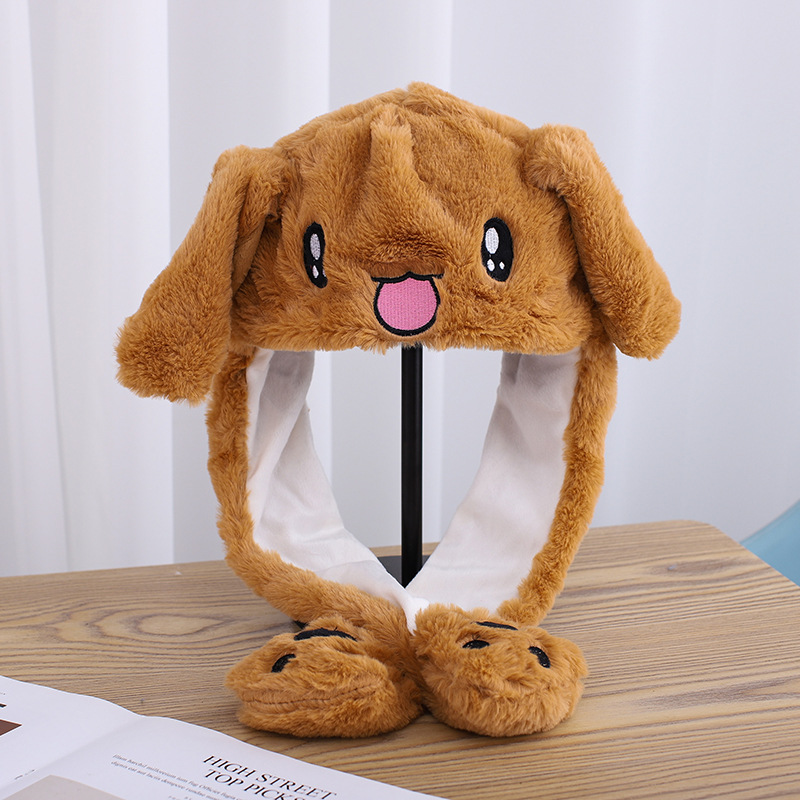 Plush Bunny Hat Ear Moving Jumping Cartoon Animal Hat Funny Plush Bunny ...