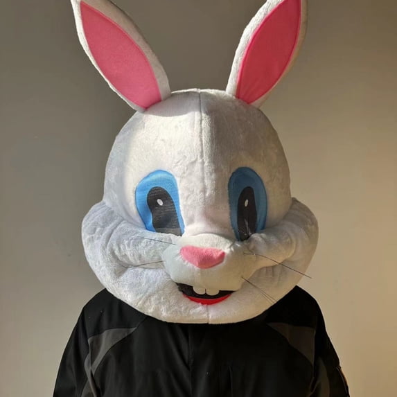 Plush Bunny Mascot Head Rabbit Character Mask Costume - Walmart.com