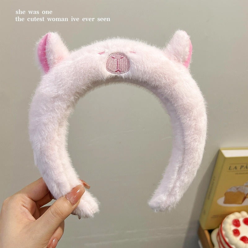 Plush Capybara Hair Bands Female Wash Face Water Dolphin High Cranial ...
