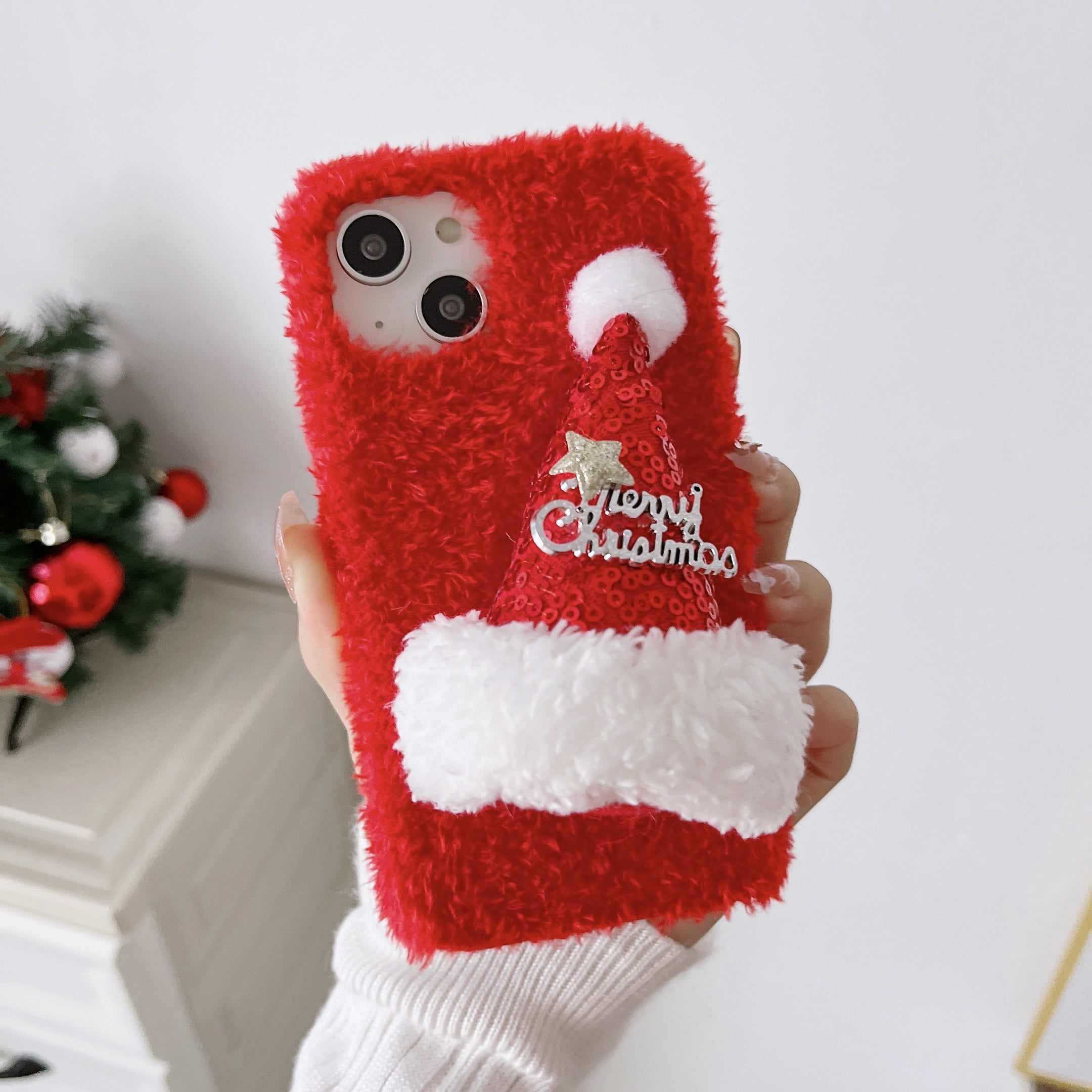 Plush Case for Apple iPhone 12 Pro / 12, Cute 3D Christmas Hat Case ...