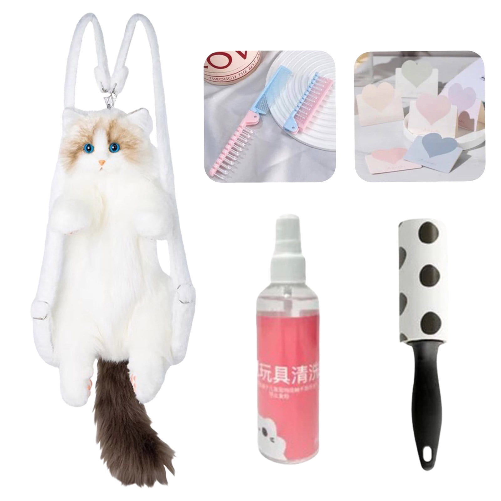 Plush Cat Backpack Realistic Calico Cat Bag Stuffed Animal Backpack ...