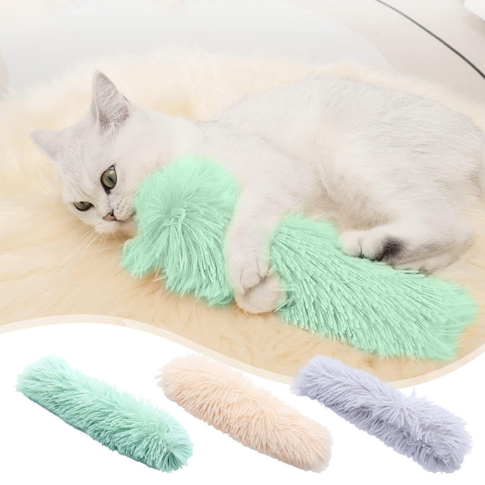 Plush Cat Kicker Toy, Super Soft Plush Strip with Catnip and Sound ...