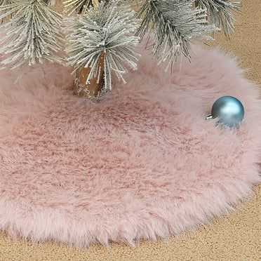 36 Inch Faux Fur Christmas Tree Skirt White Plush Skirt for Merry ...