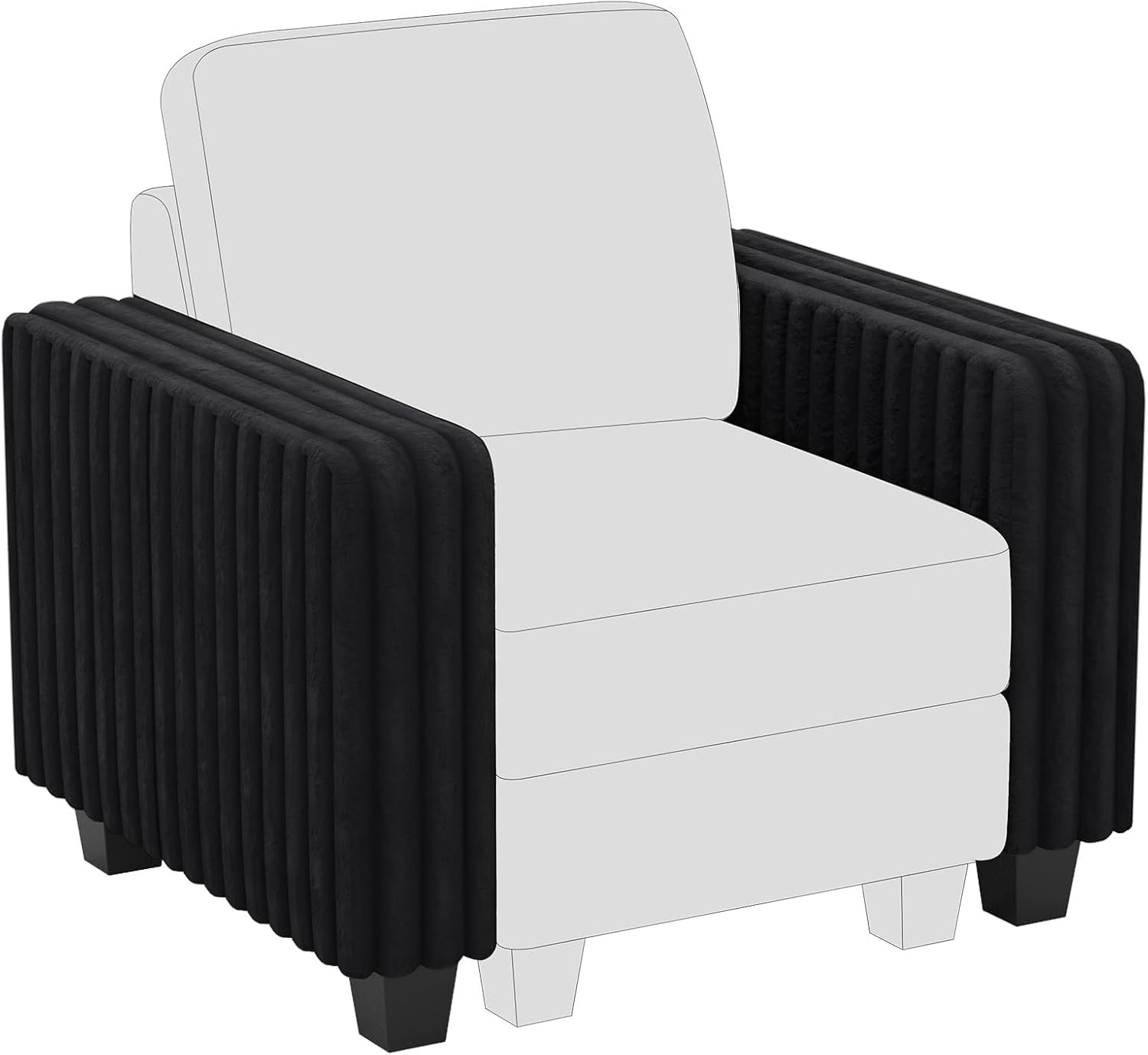 Plush Corduroy Modular Sectional Sofa Armrest Part Module for Sectional ...