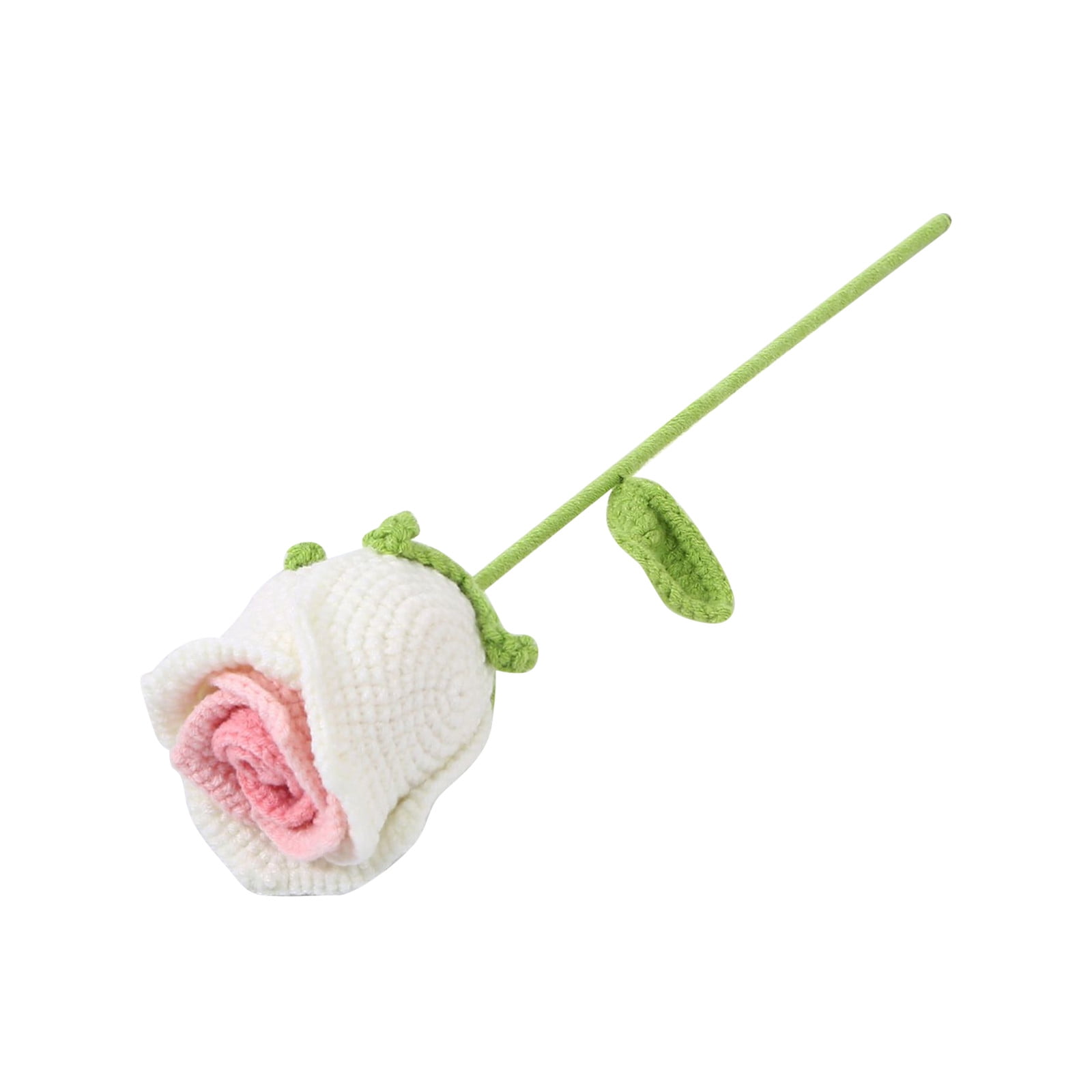 Plush Crochet Rose Flowers, Handmade Flower Bouquet Artificial Pink ...
