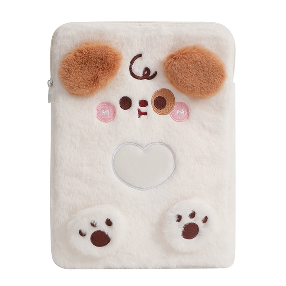 Plush Cute Tablet Cover Zipper 11 Inch Soft for Women and Girls (White ...