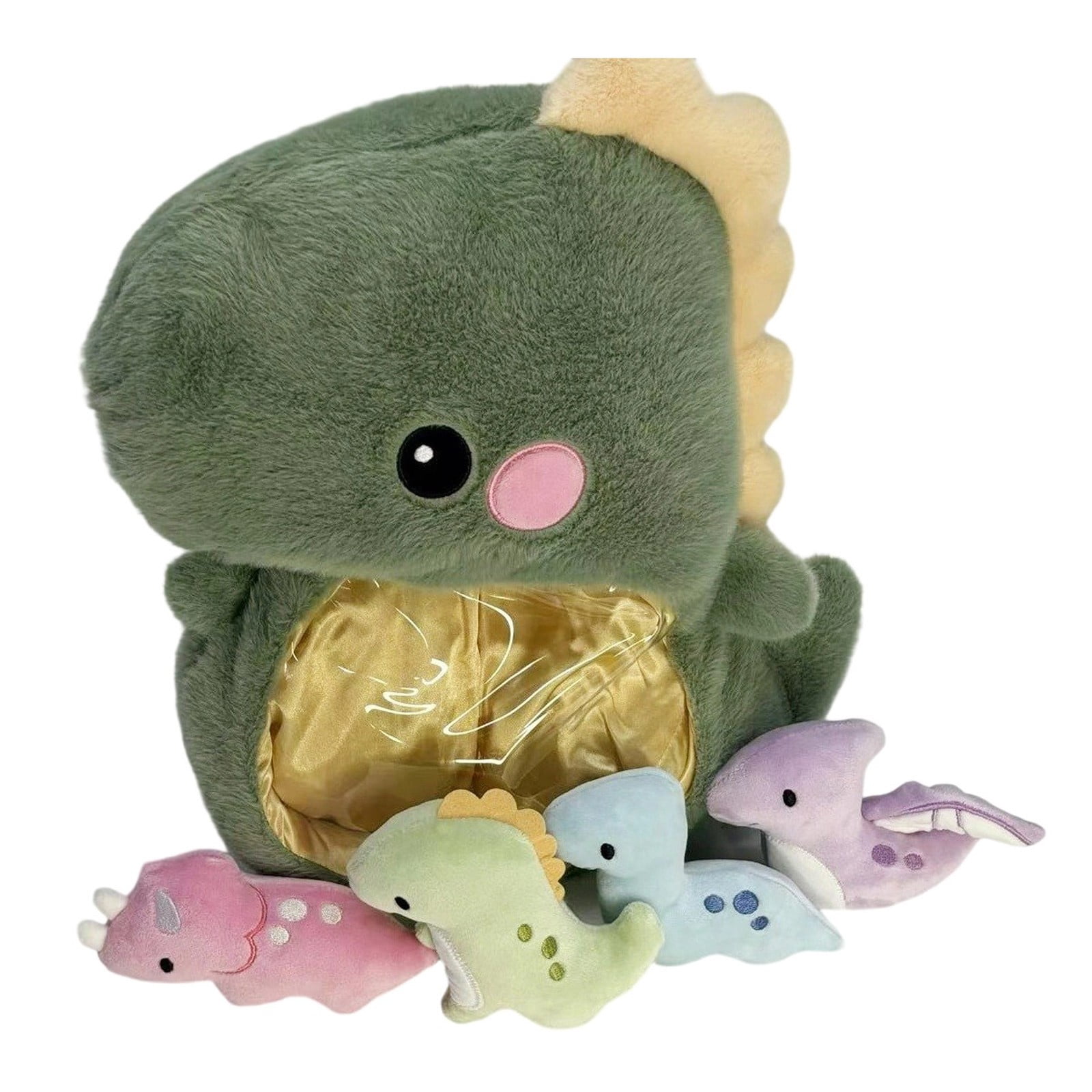 Plush Dinosaur Stuffed Animal Set with 4 Mini Dino Toys, Soft Cuddly ...