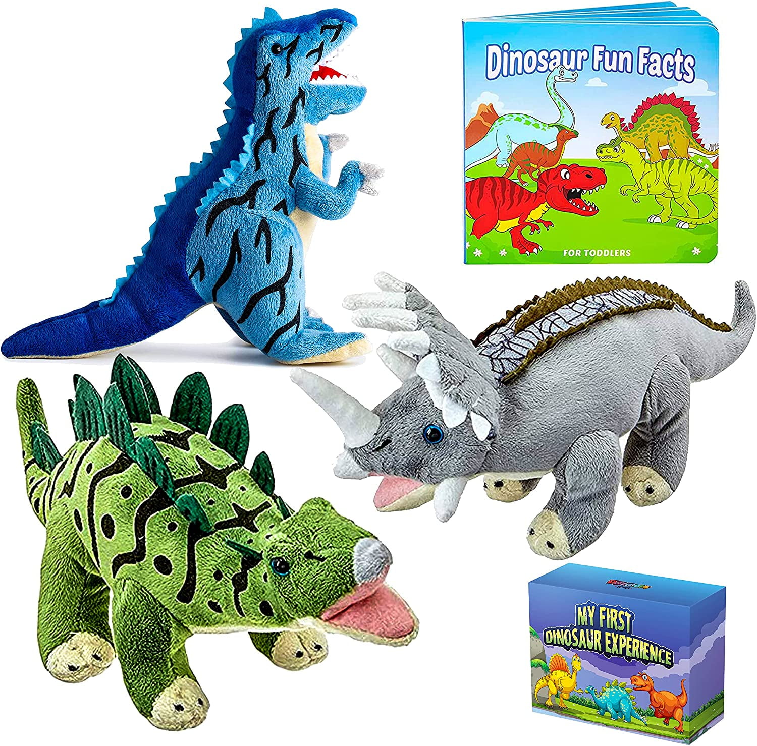 Plush Dinosaur Stuffed Animal Set of 3 Dinosaurs with Board - Walmart.com