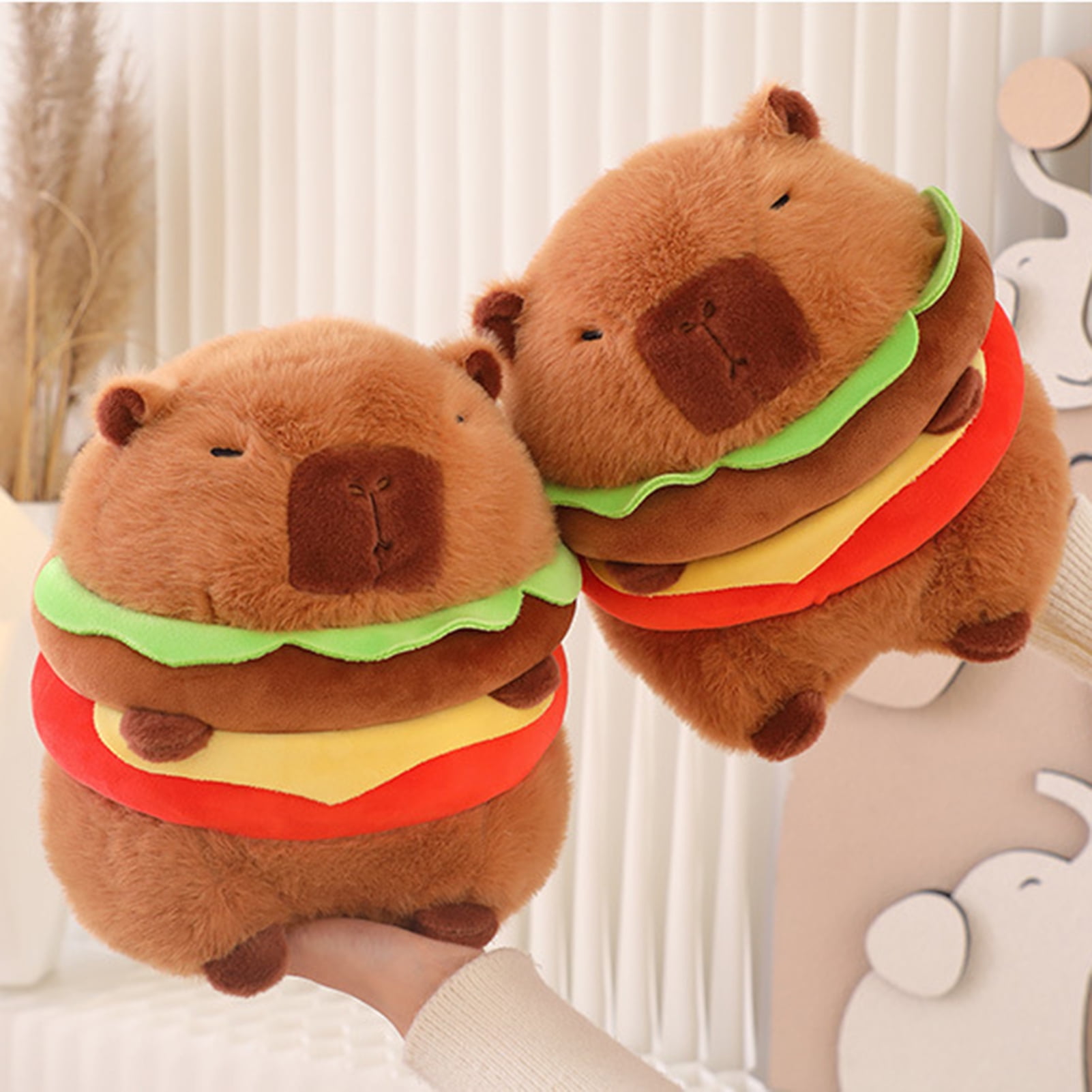 Plush Doll Adorable Burger Capybara Plush Stuffed Toy Realistic Soft ...
