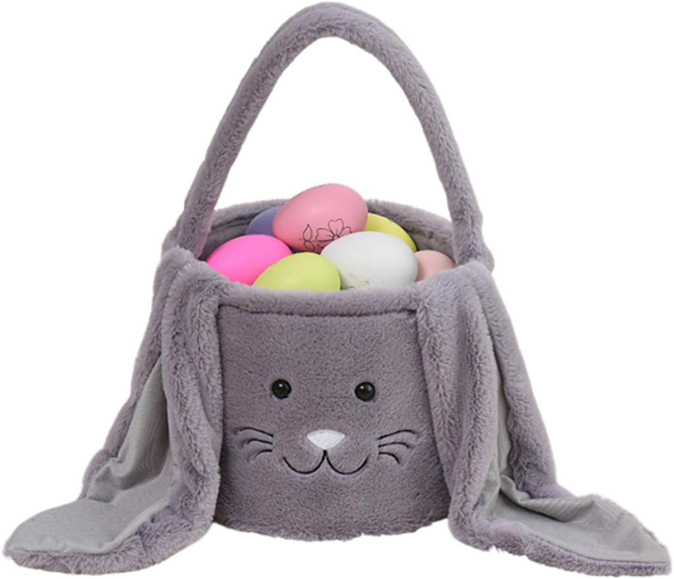 Plush Easter Bunny Basket Bags, Rabbit Bucket Tote with Long Fluffy ...