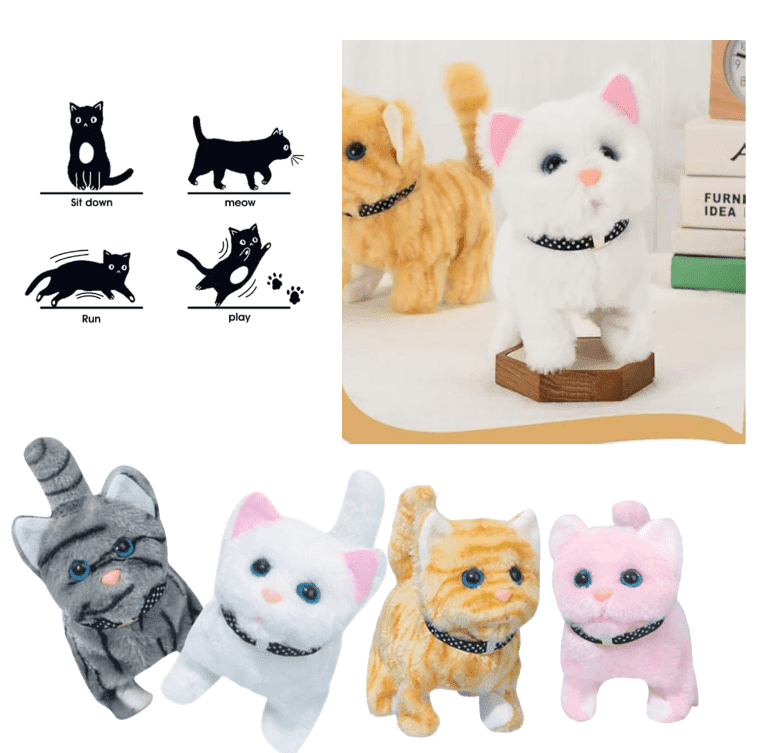 Plush Electronic Interactive Cats That Move and Meow Walking Lifelike ...