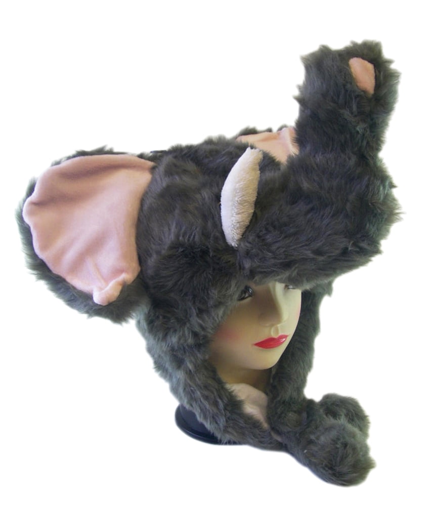 Plush Elephant Animal Hat - Elephant Hat with Ear Flaps and Poms ...