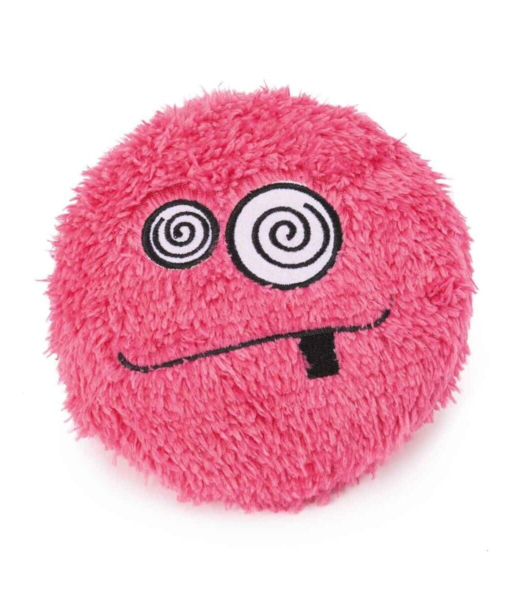 Plush Emoji Disc Dog Toy Fuzzy Flyer Squeaker Pink Yellow Green Blue or ...
