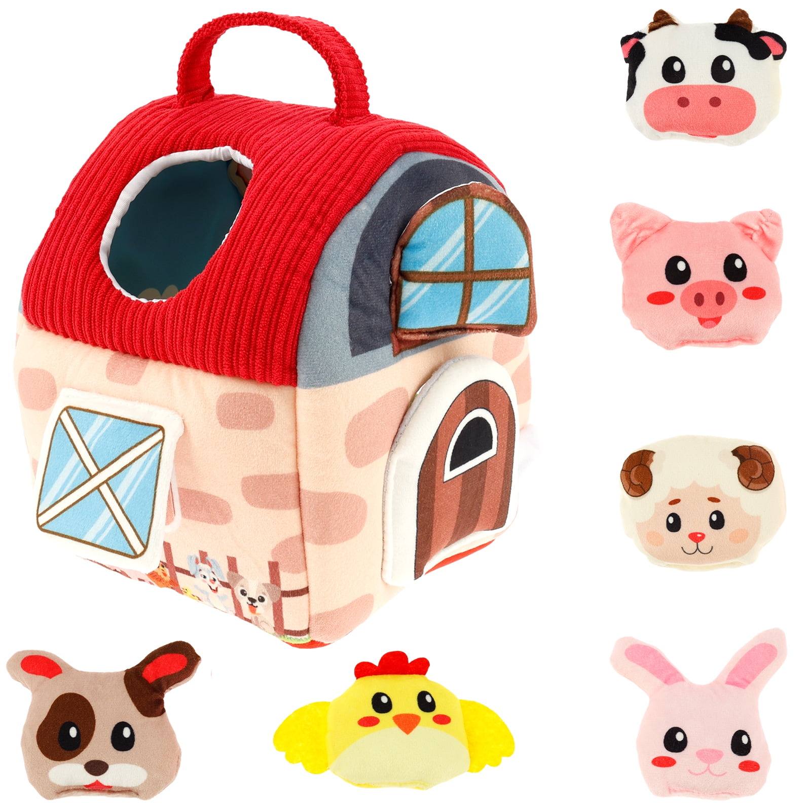 Plush Farm Animals for Toddlers with A Plush Barn House Carrier, Animal ...