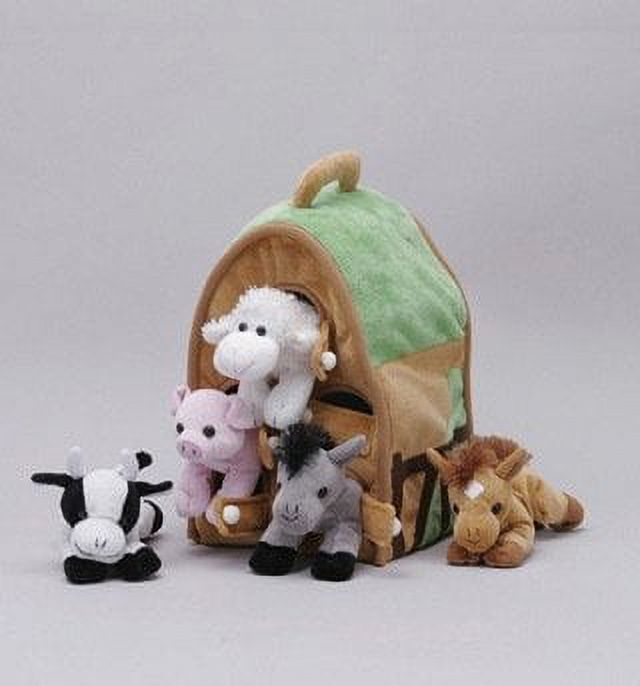 Plush Farm House with Animals- Five (5) Stuffed Farm Animals (Horse ...