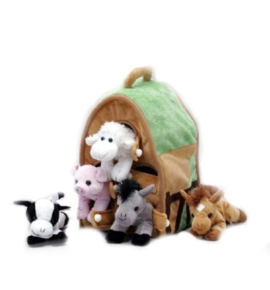 Plush Farm House with Animals- Five (5) Stuffed Farm Animals (Horse ...