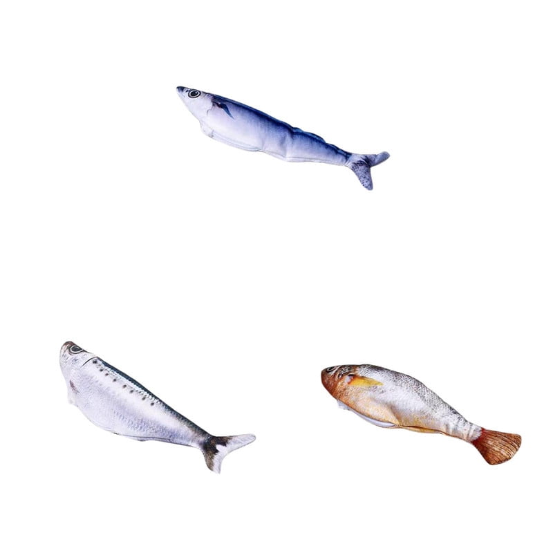 Plush Fish Cat Toys with USB Charging & Hidden Pocket, Realistic ...