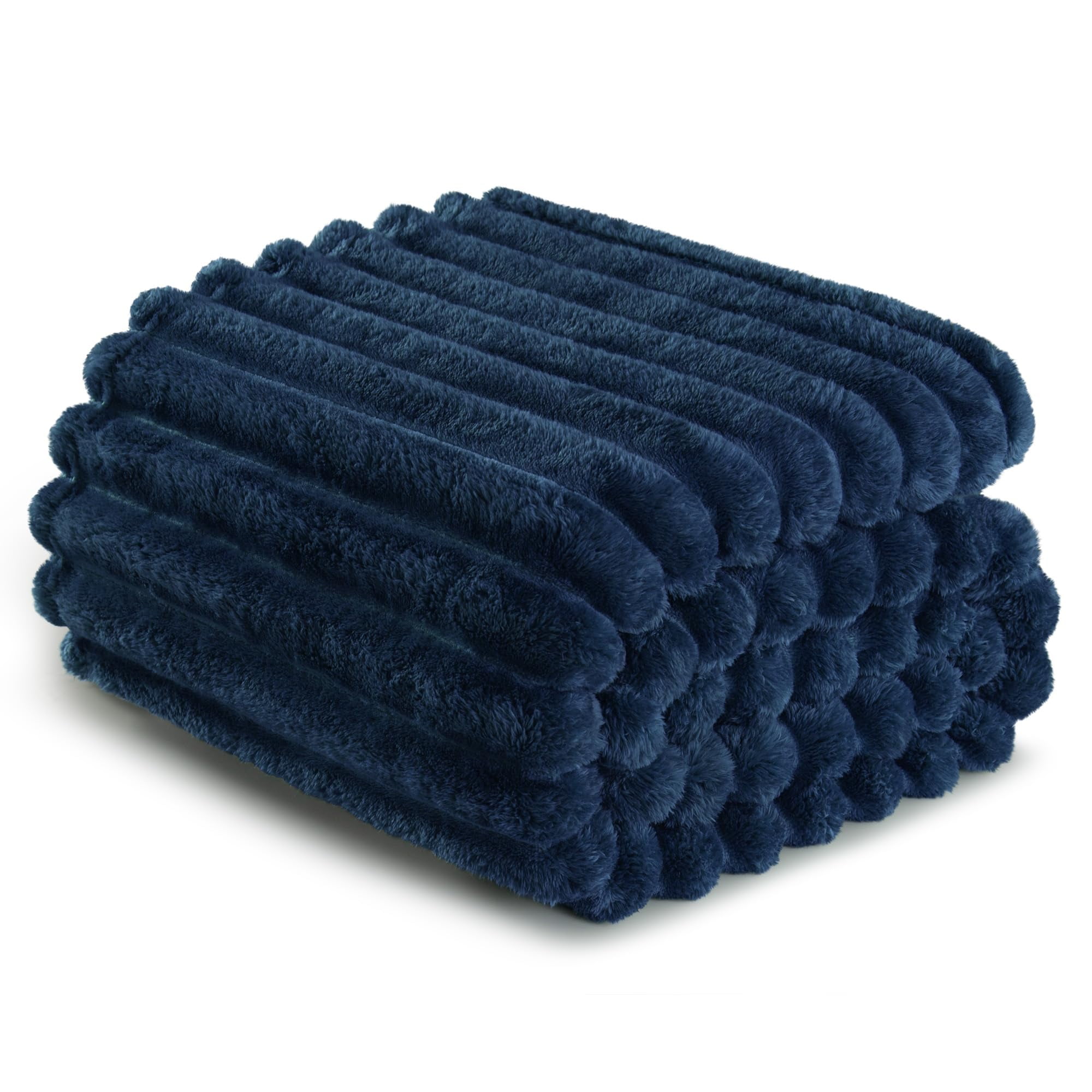 Plush Flee Blanket for Couch, Striped Jacquard Fuzzy Throw, Lightweight ...
