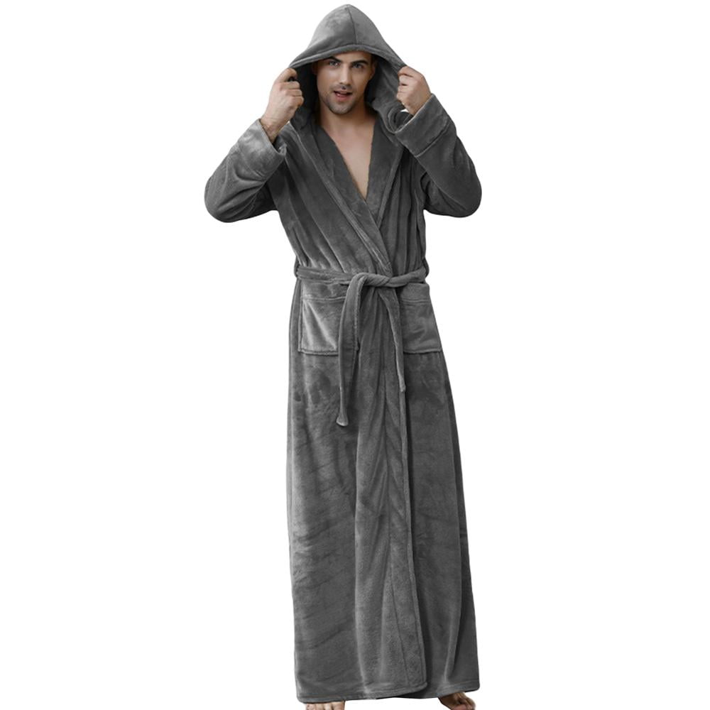 Plush Fleece Robe For Women & Men,Long Floor-Length Hooded Bathrobes ...