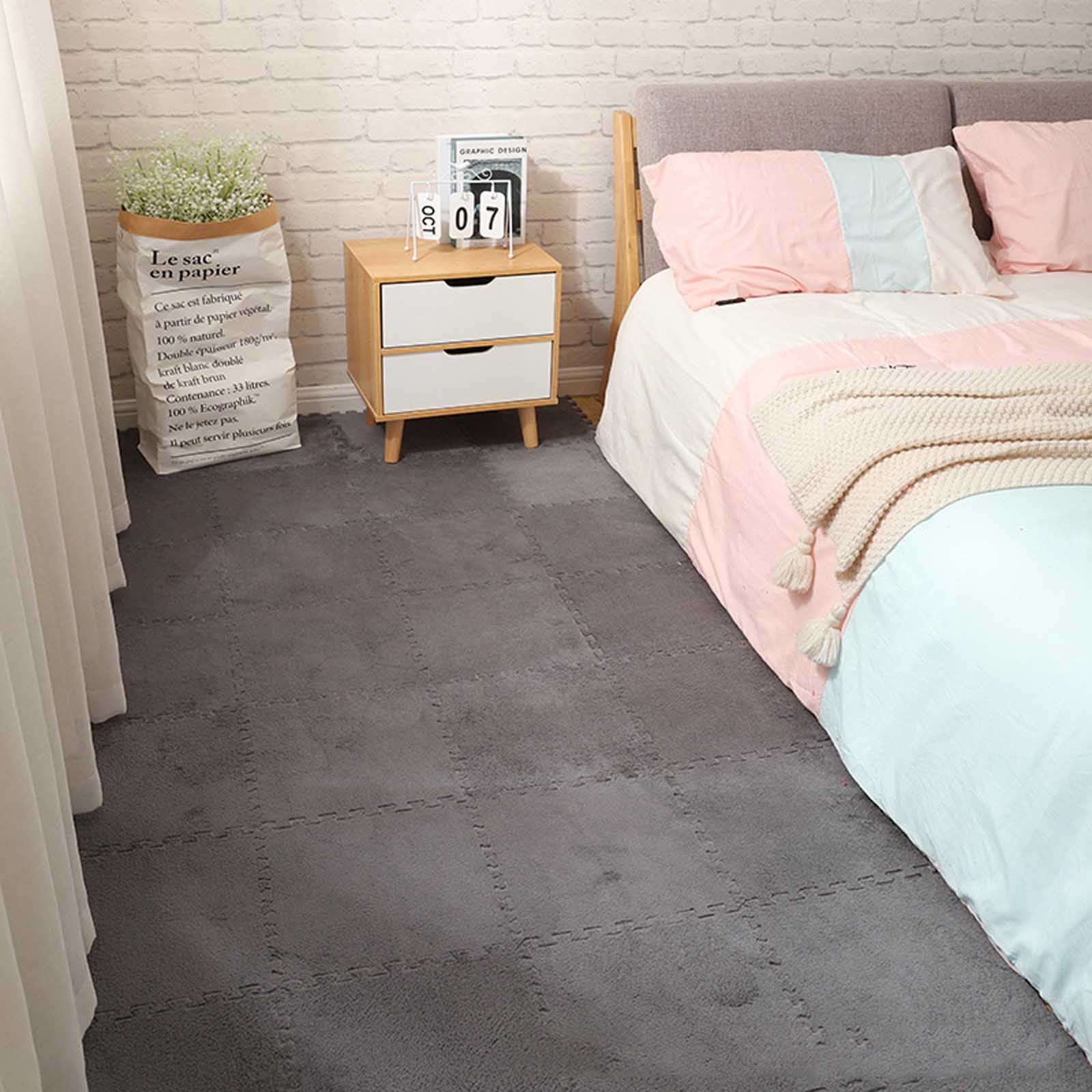 Plush Foam Floor Mat Square Interlocking Carpet Tiles with Border ...