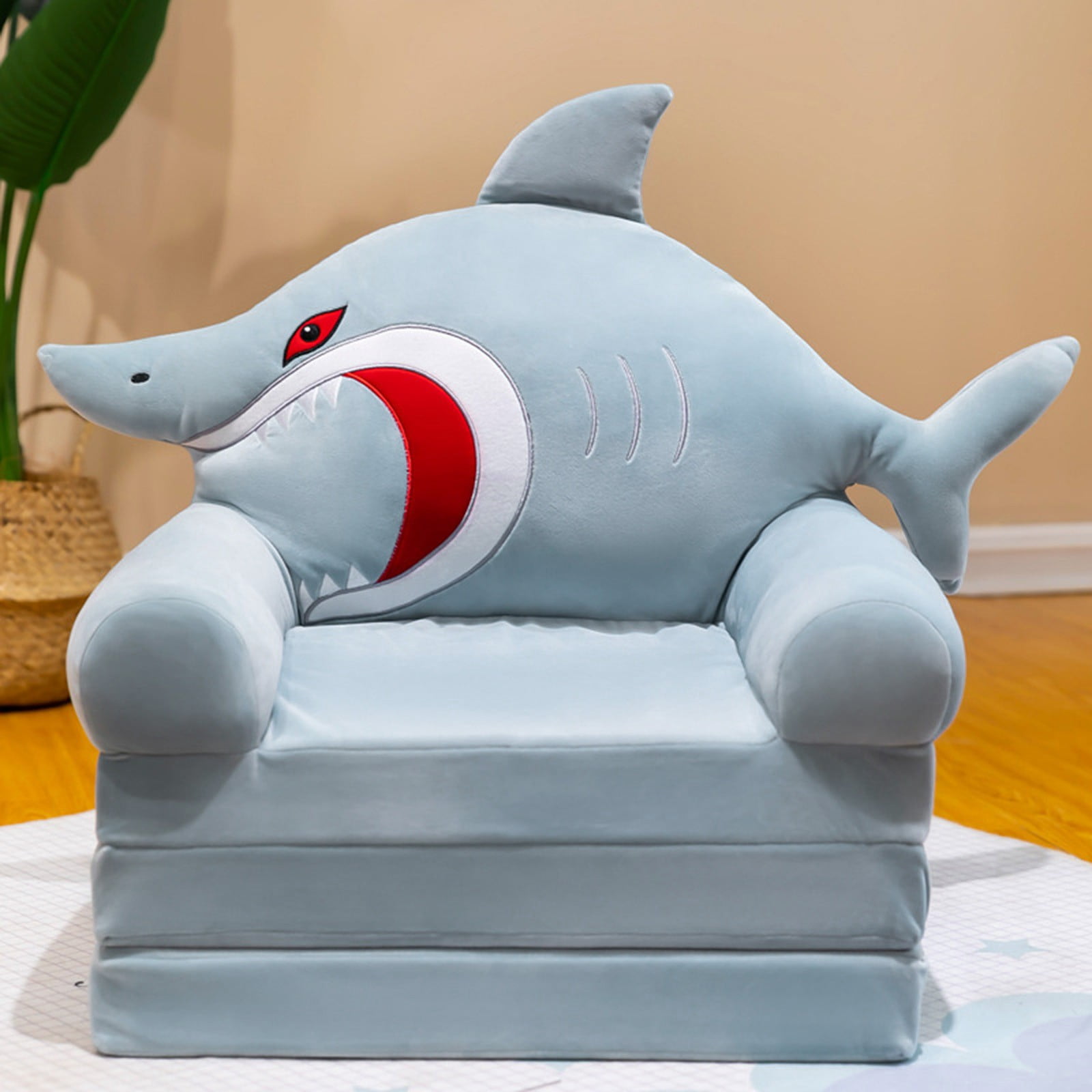 Plush Foldable Kids Sofa Backrest Armchair 2 In 1 Foldable Children ...