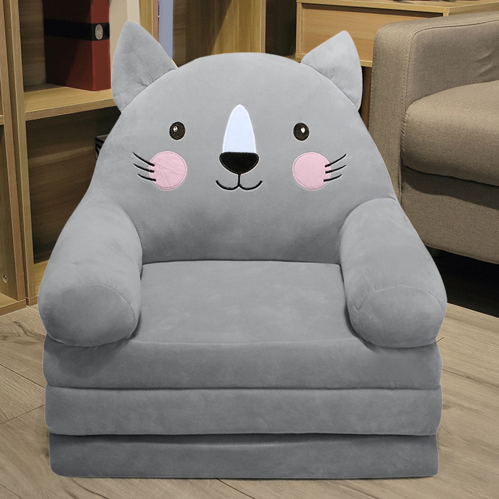 Plush Foldable ki ds Sofa Backrest Armchair 2 In 1 Foldable chi ldren ...