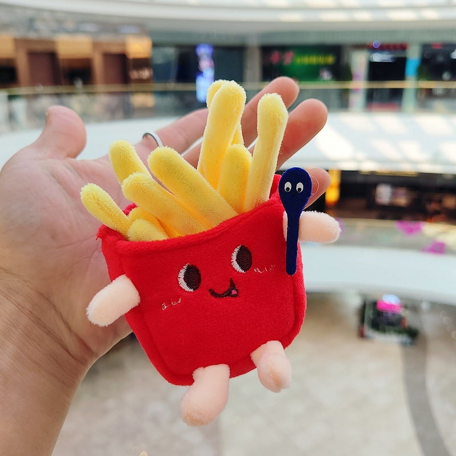 Food Keychains Plush Hamburger Fries Hot Dog Chicken Leg Toast Chips ...