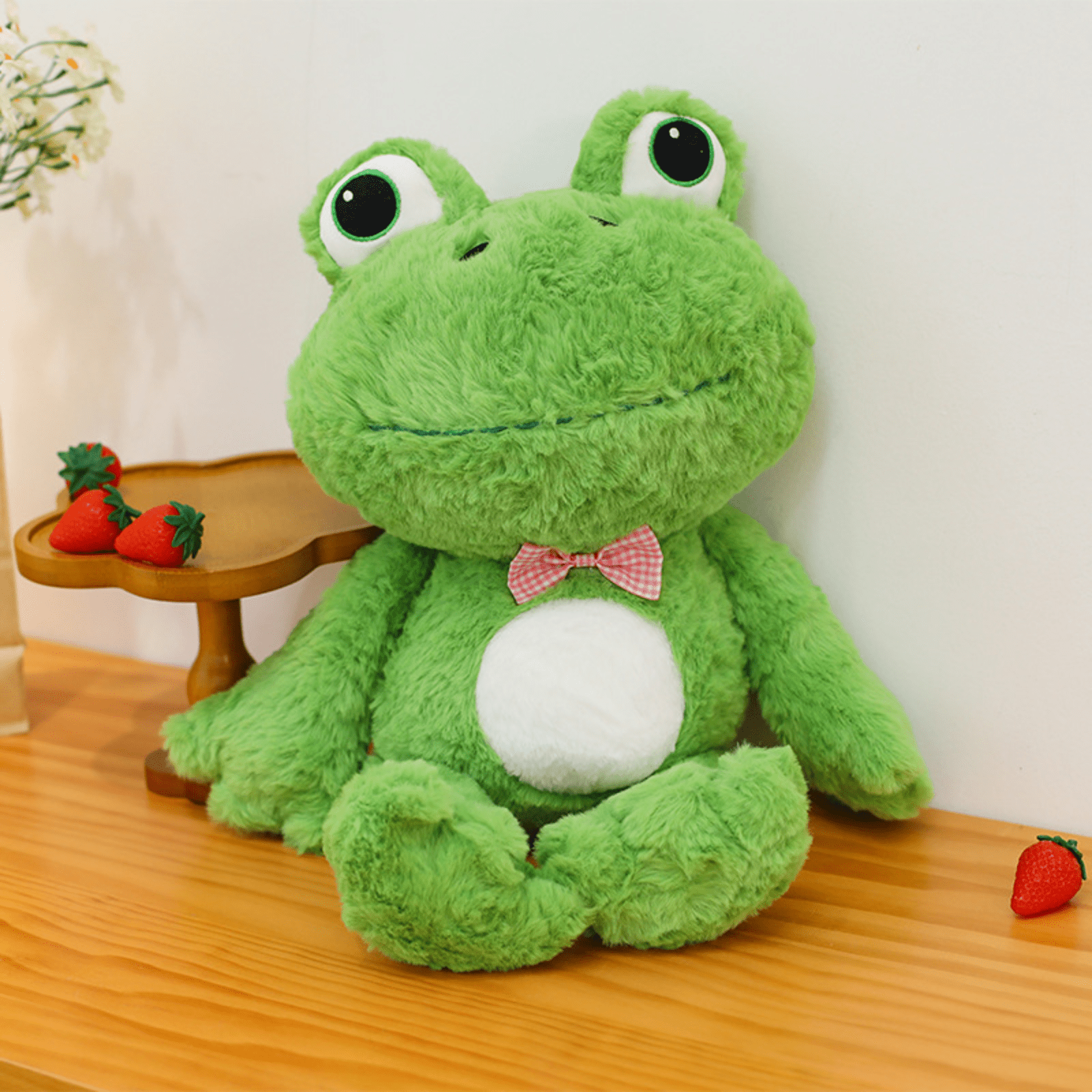Plush Frog Doll with Bow Tie – Soft Stuffed Decorative Toy for Sofa ...