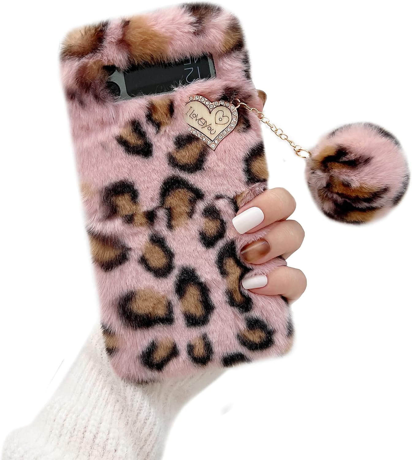 Plush Fur Case for Samsung Galaxy Z Flip 4 5G, Leopard Pattern Fluffy ...