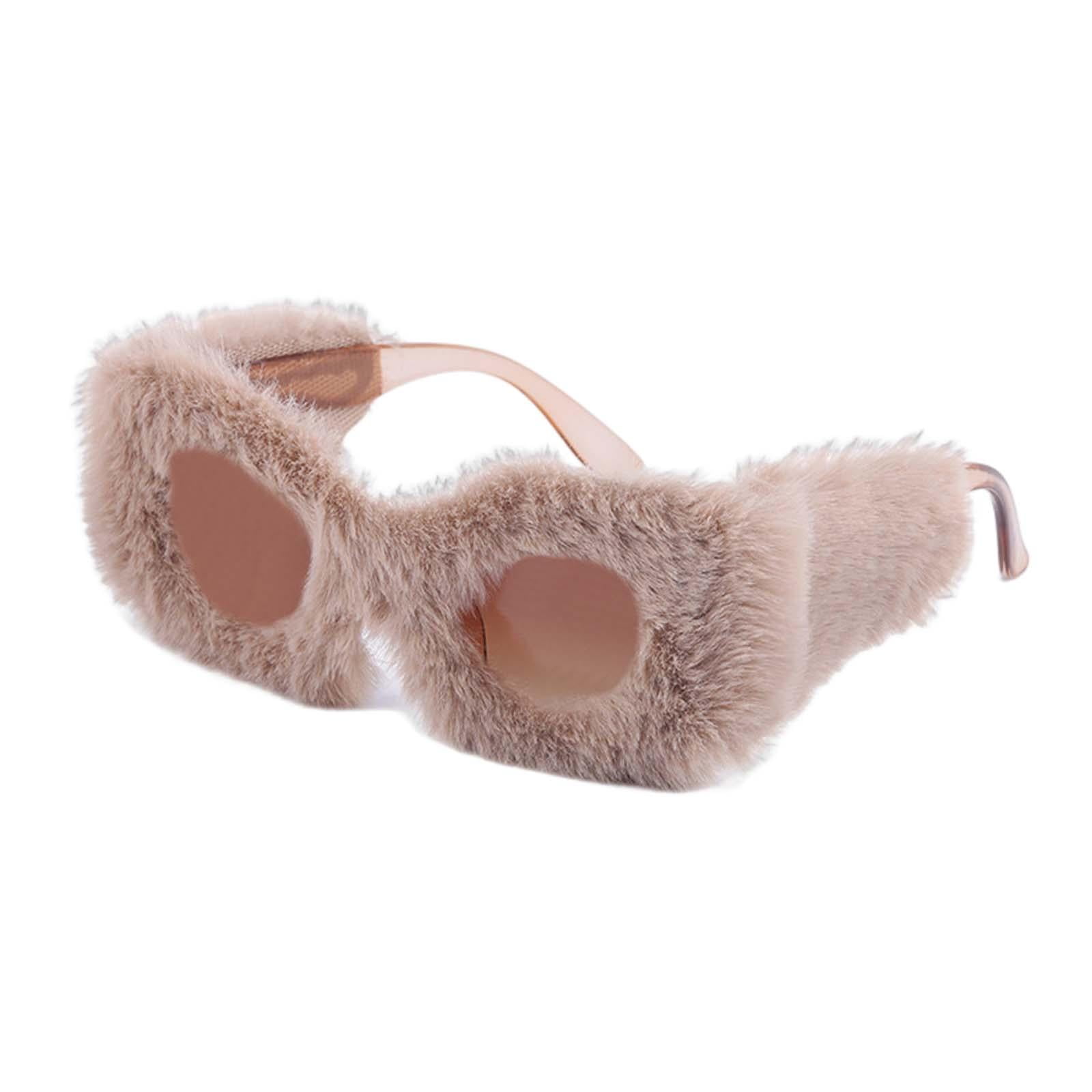 Plush Fuzzy Cat Eye Sunglasses Eyeglasses Vintage Style Cute Eyewear ...