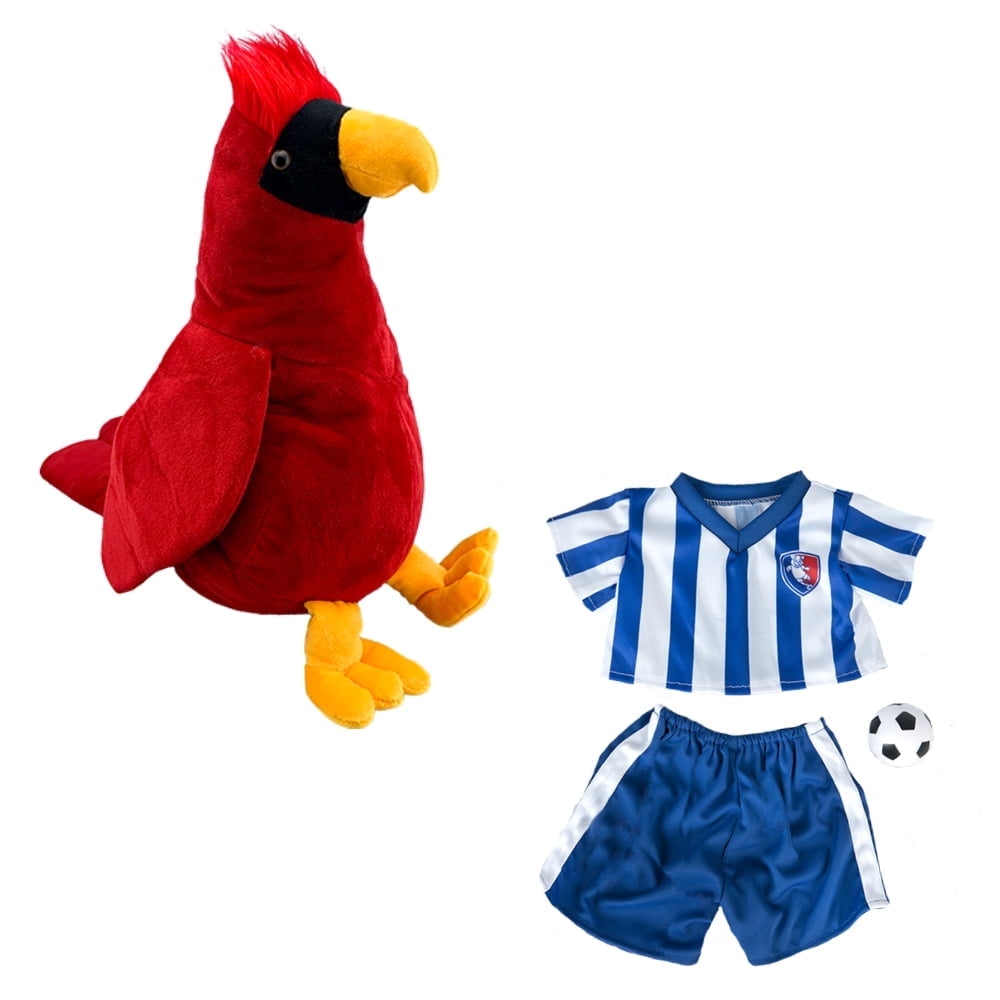Plush Gear 16" Cardinal Stuffed Animal Wearing Soccer Outfit with Ball ...