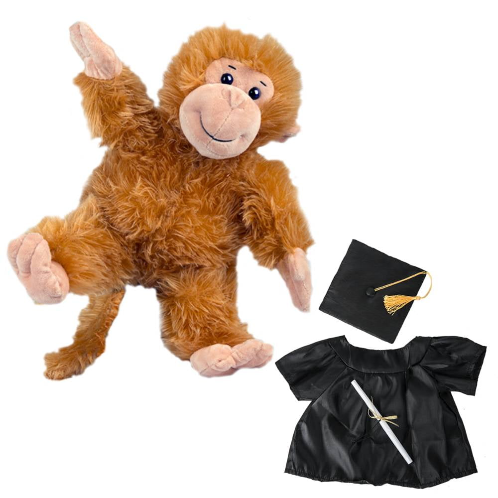 Plush Gear 16" Cheeky Monkey Stuffed Animal with Graduation Gown Soft ...