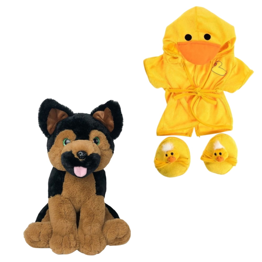 Plush Gear 16 inch Duke the German Shepherd with Duck Robe Stuffed ...