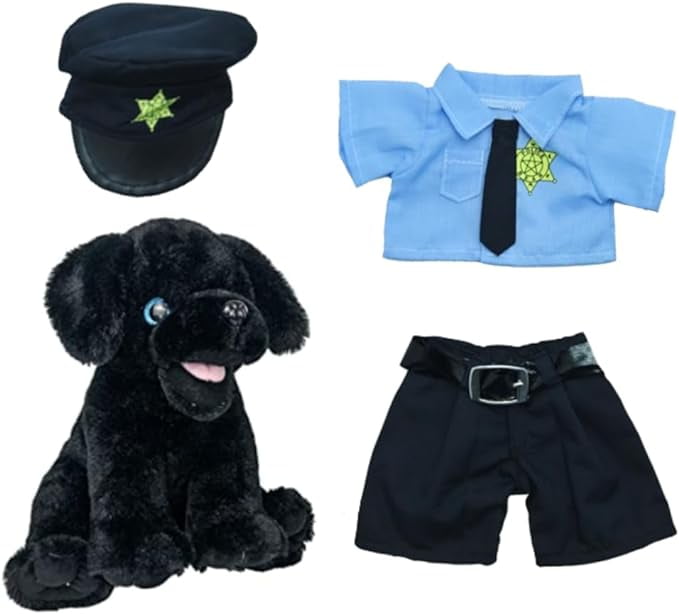 Plush Gear Black Lab Dog Stuffed Animal with Police Uniform - Dog Cop ...