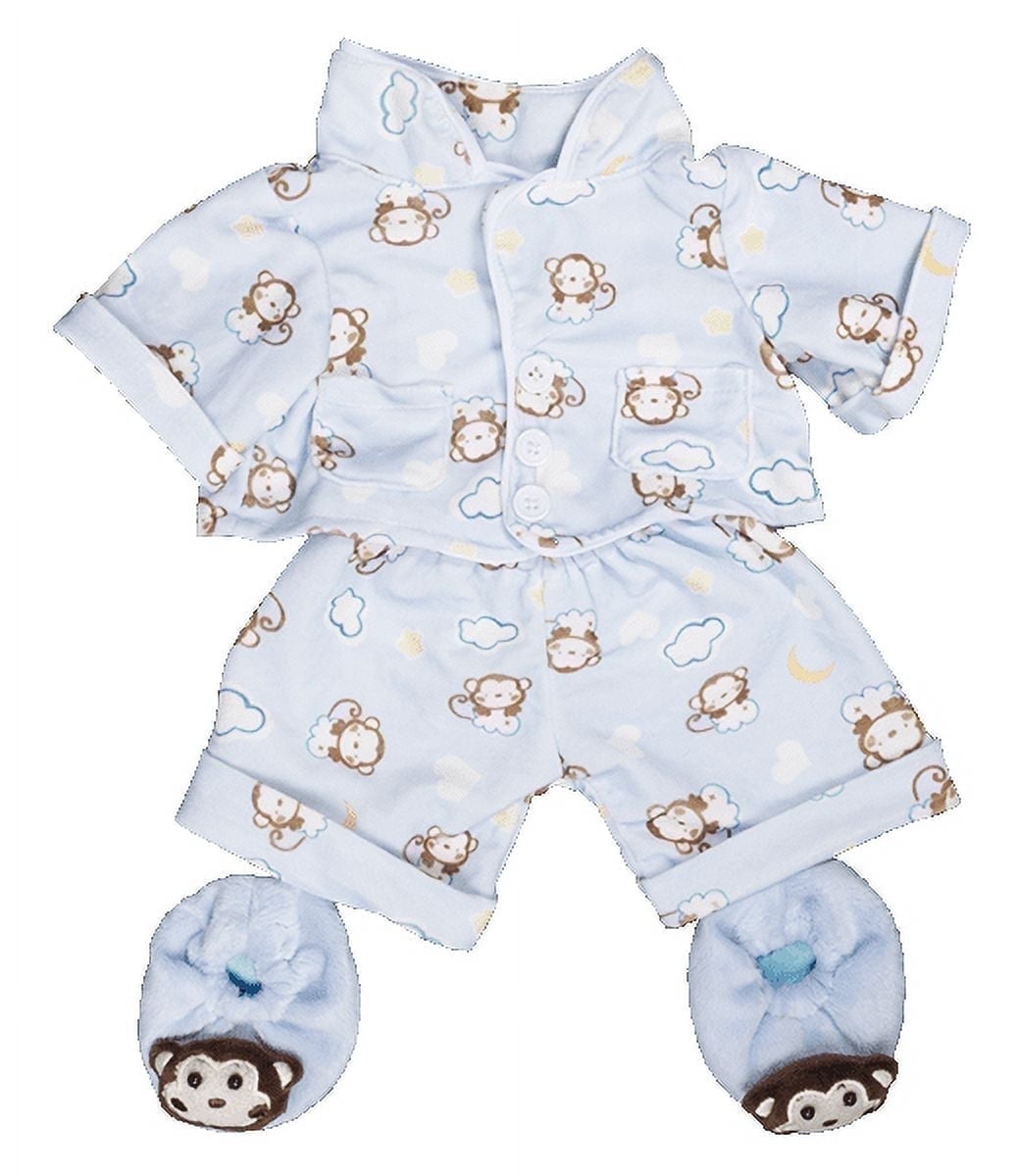 Plush Gear Blue Monkey Jammies with Slippers for 14-18 inch Stuffed ...
