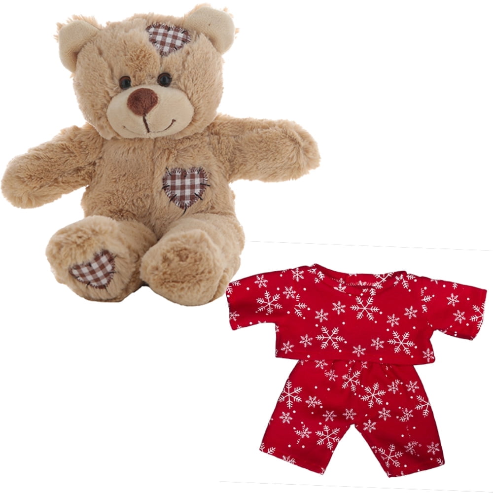 Plush Gear Brown Patches Bear 8" Plush Toy in Red Snowflake Pajamas ...