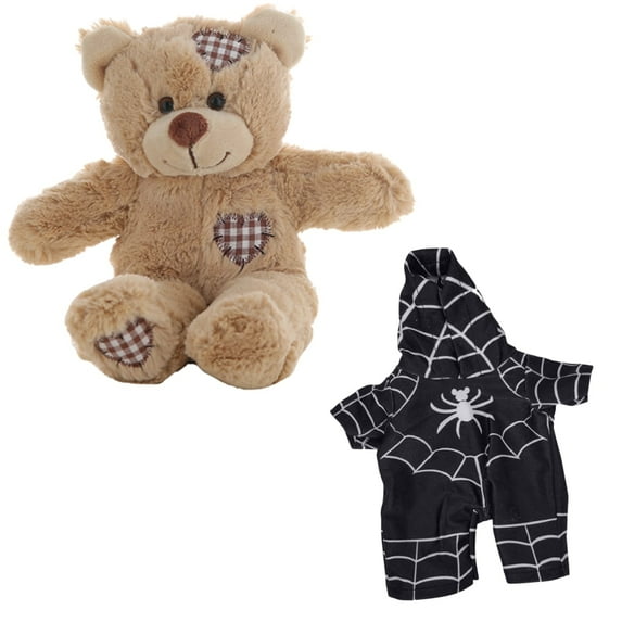 Plush Gear Brown Patches Bear 8" Stuffed Animal Toy with Black Spider ...