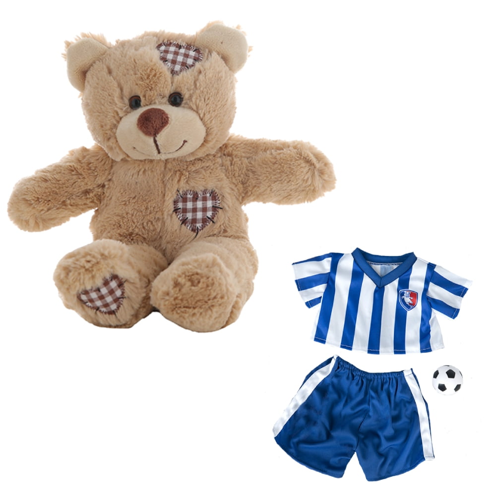 Plush Gear Brown Patches Bear 8" Stuffed Animal with Soccer Uniform ...