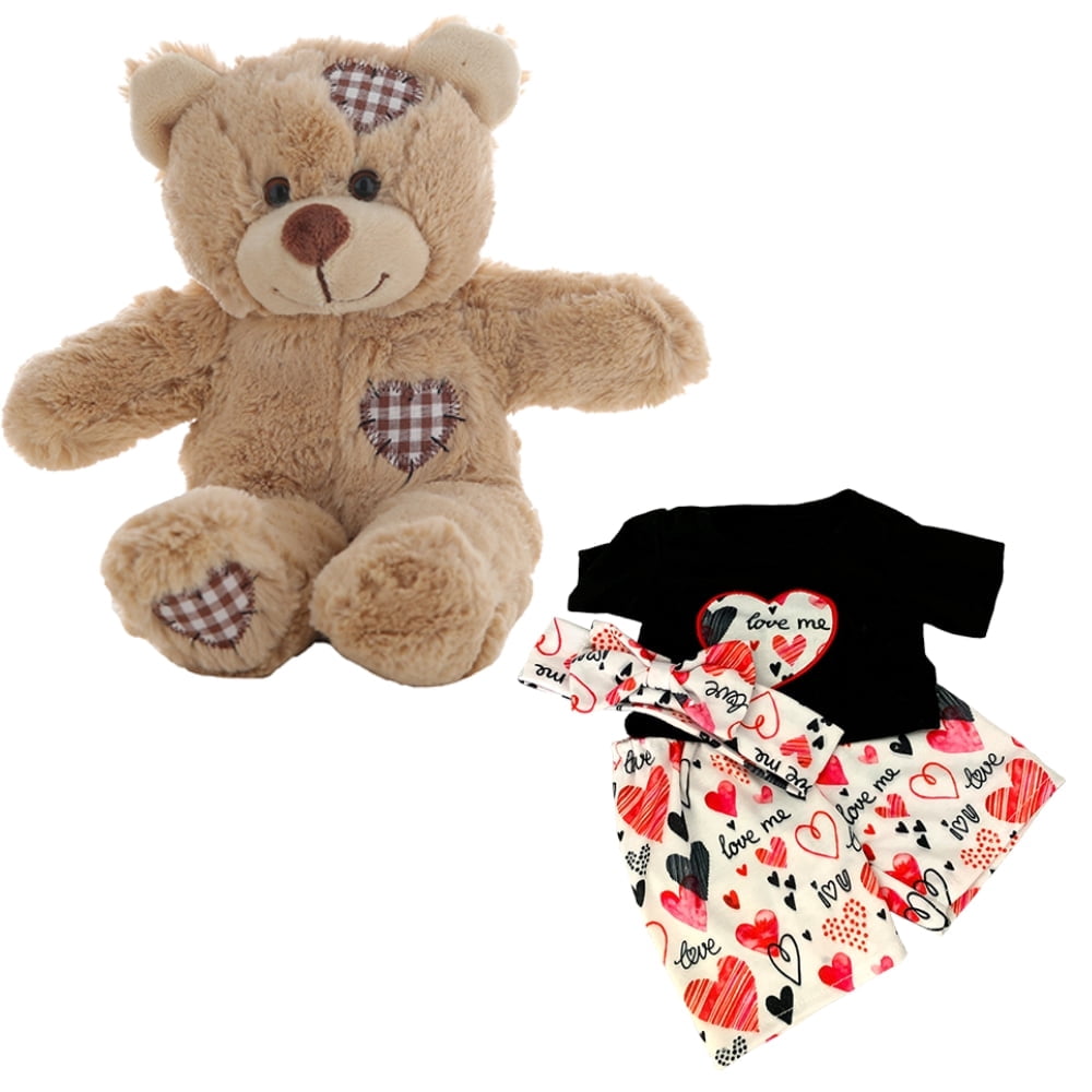 Plush Gear Brown Patches Bear 8" with Funky Hearts Outfit – Cute and ...