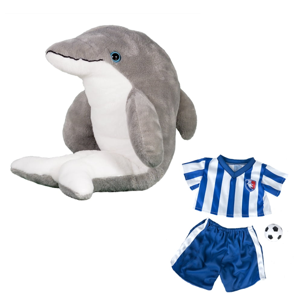 Plush Gear Bubbles the Dolphin 8" Plush Toy with Soccer Uniform and ...