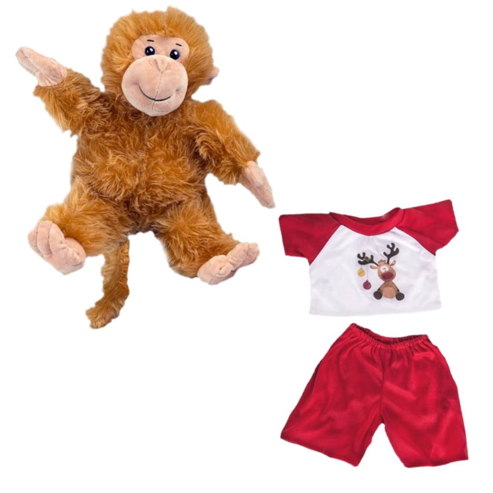 Plush Gear Cheeky Monkey with Reindeer PJ for Stuffed Animal Outfit ...