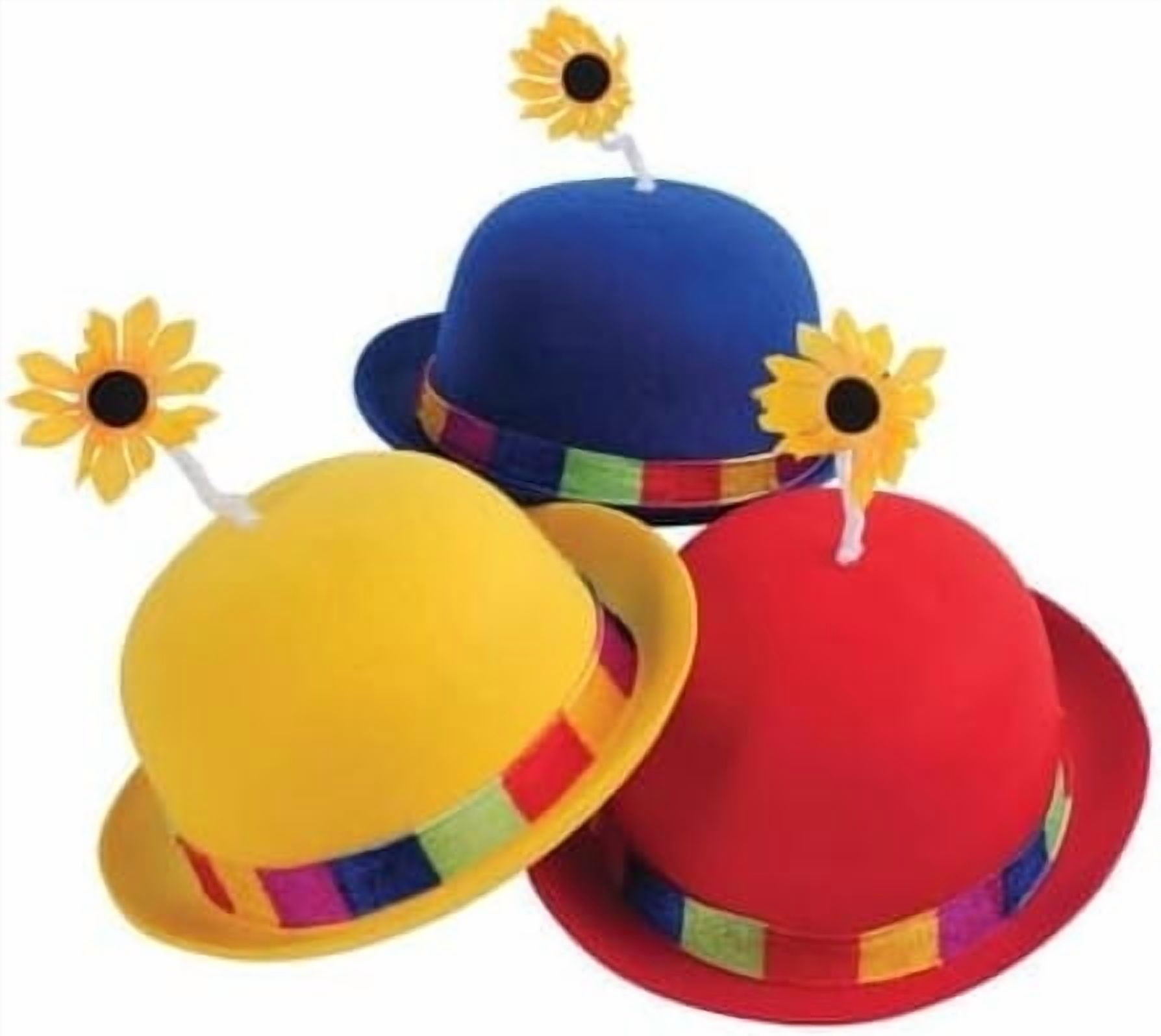 Plush Gear French Clown Bowler Derby Hat with Daisy – Fun Party ...
