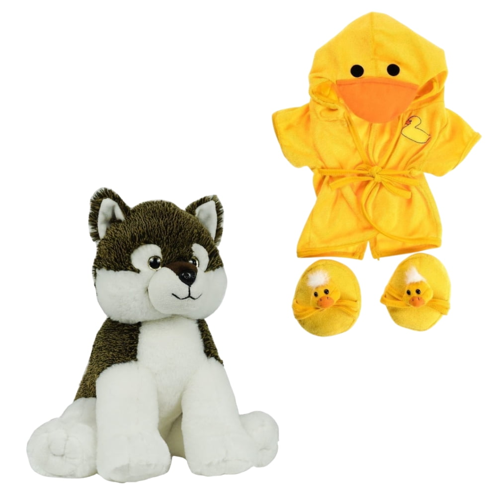 Plush Gear Howl the Wolf 16 inch with Duck Robe & Slippers - Soft ...