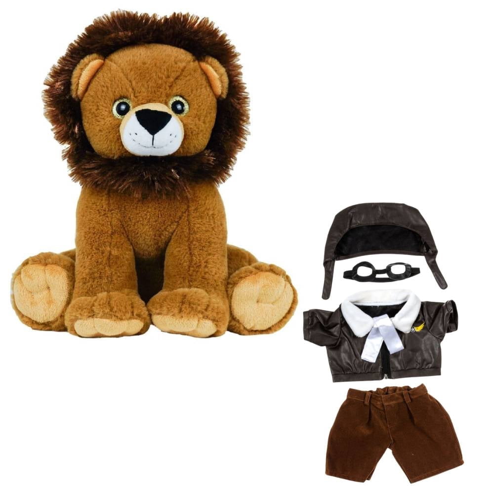 Plush Gear Leo the Lion with Pilot Outfit, Helmet, Goggles & Scarf 16 ...