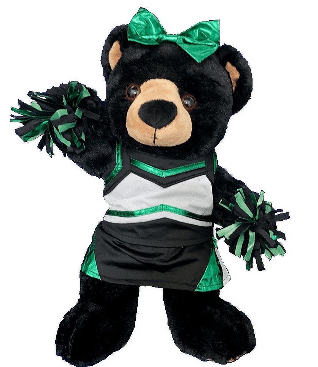 Plush Gear Metallic Green & Black Cheerleader Uniform with Pom-Poms for ...