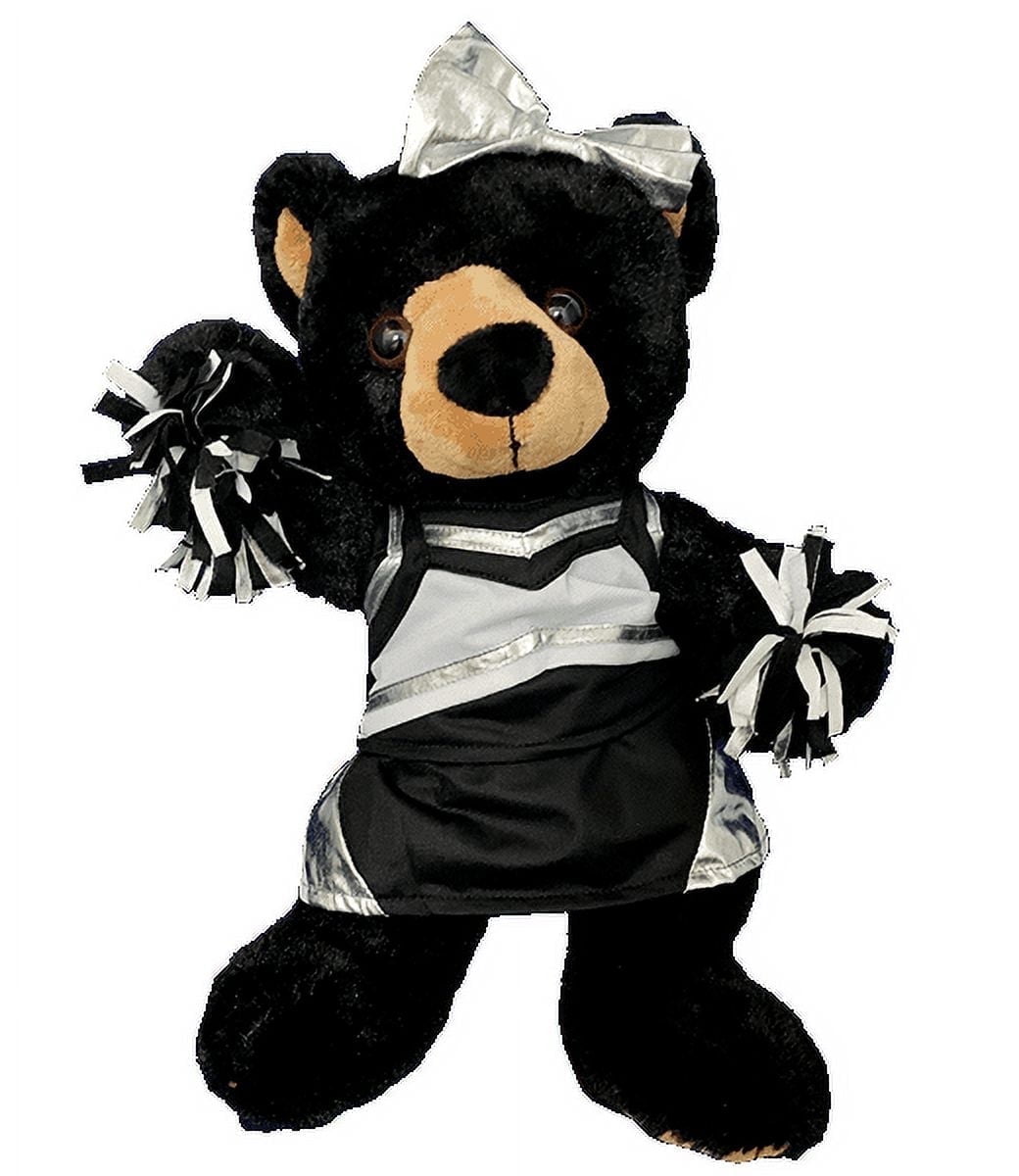 Plush Gear Metallic Silver & Black Cheerleader Outfit, Fits 14-18 inch ...