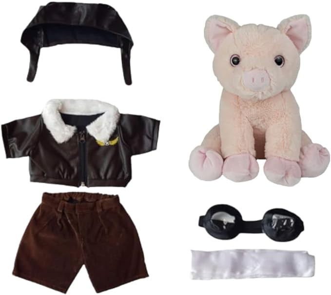 Plush Gear Piper the Pig with Pilot Outfit Helmet Goggles and Scarf, 16 ...